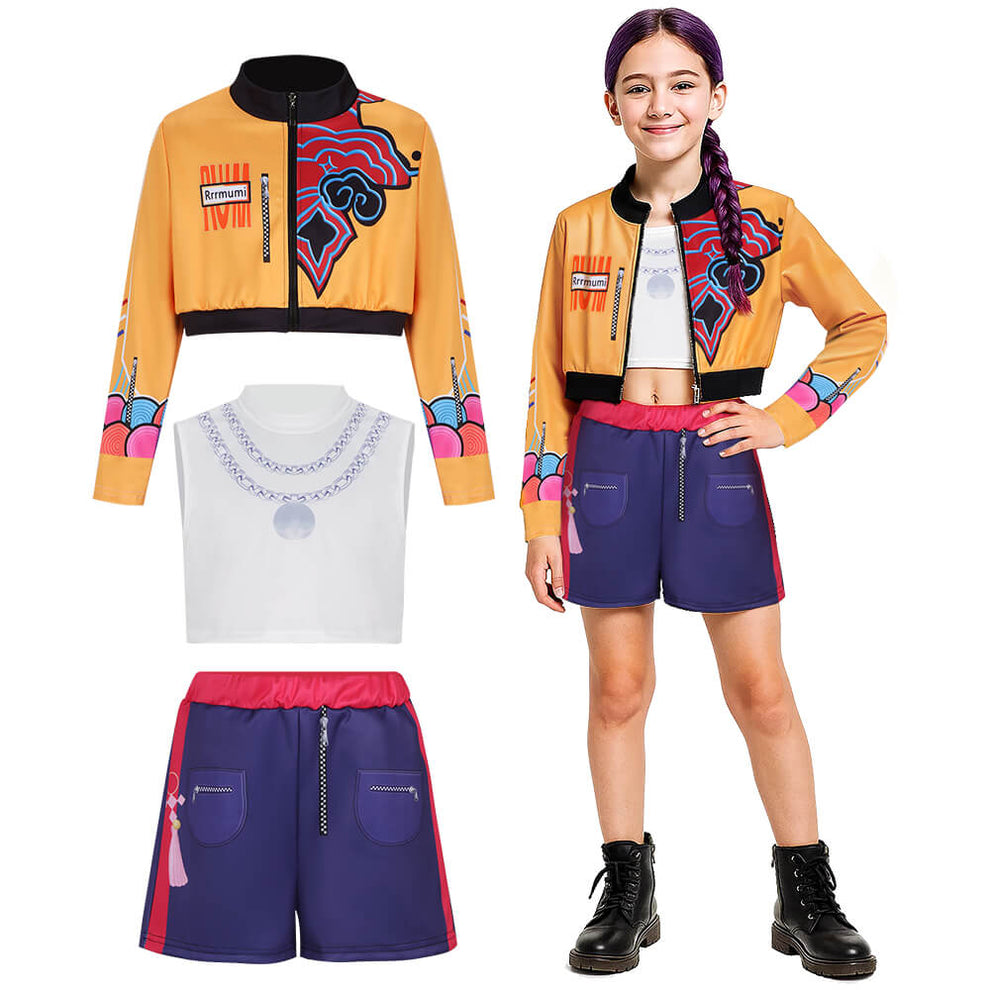 Child Kpop Demon Hunters Rumi Cosplay Costume Kids Fancy Dress Vikidoky – VikiDoky