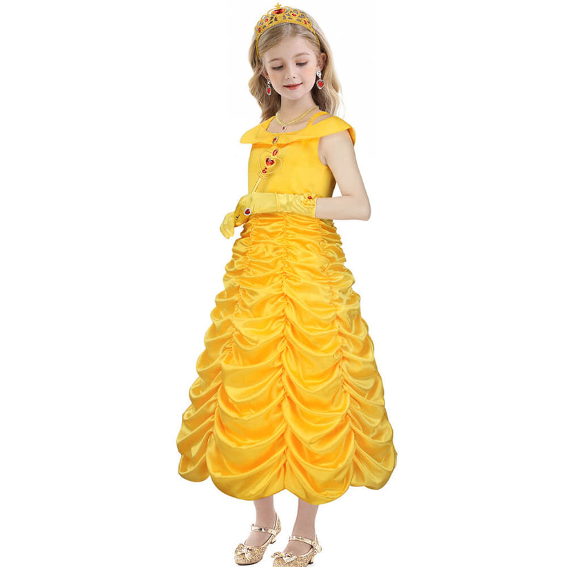 Vikidoky Princess Belle Kids Yellow Dress Beauty and the Beast Party ...