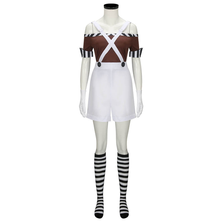 Vikidoky Women's Oompa Loompa Cosplay Costume Wig Willy Wonka Chocolate ...